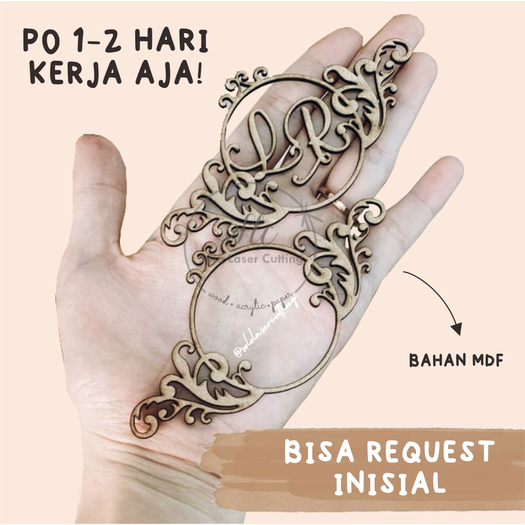 Jual frame border inisial nama logam mulia bulat salur kayu mdf plywood ...