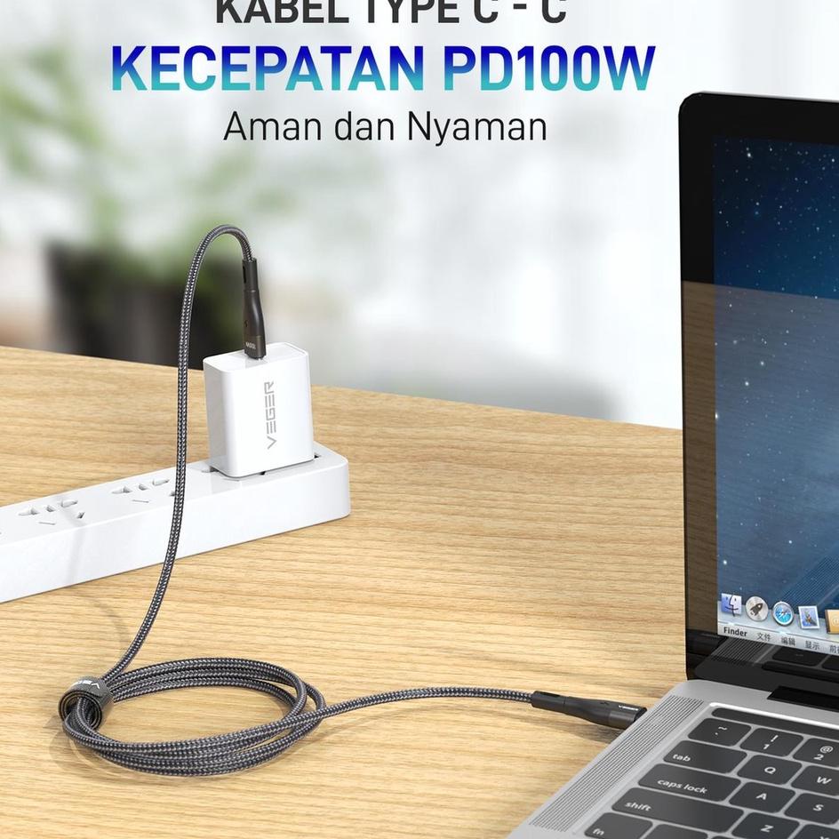 Jual Paling Sesuai.. VEGER Kabel Data Cable CPD100 Power Delivery PD 100 Type C to Type C 1000mm ...