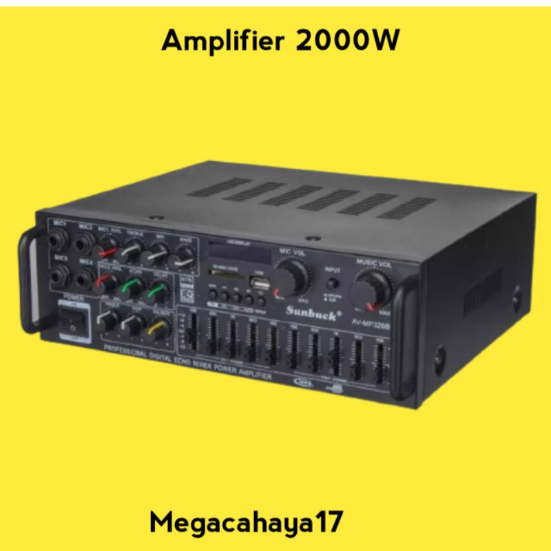 Jual POWER AMPLI 2000 WATT SUNBUCK BLUETOOTH EQ AUDIO HOME TEATHER ...