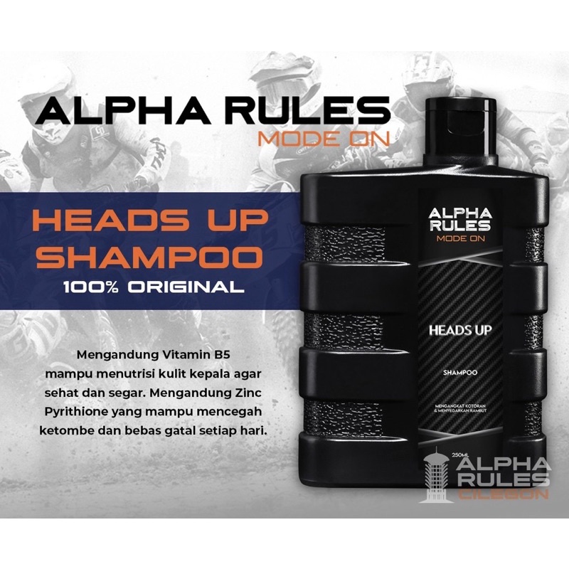 Jual Alpha Rules Heads Up Shampoo Perawatan Rambut Tubuh Pria Original ...