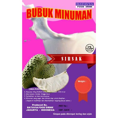 Jual BUBUK MINUMAN 1KG/1000GRAM RASA SIRSAK/SERBUK MINUMAN ANEKA RASA ...