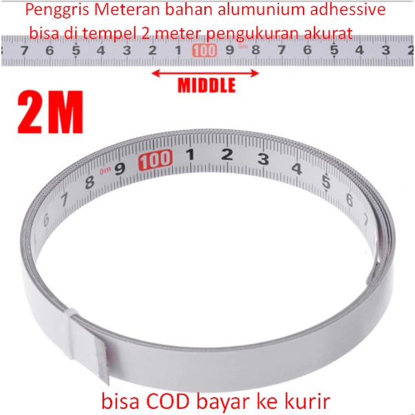 Jual Penggris Meteran bahan alumunium adhessive bisa di tempel 2 meter ...