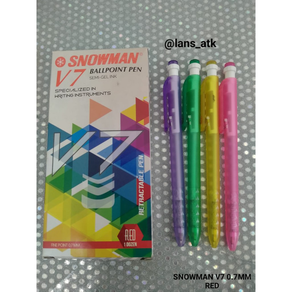 Jual BALLPOINT PEN SNOWMAN V-7 RED / PULPEN SNOWMAN V7 MERAH | Shopee ...