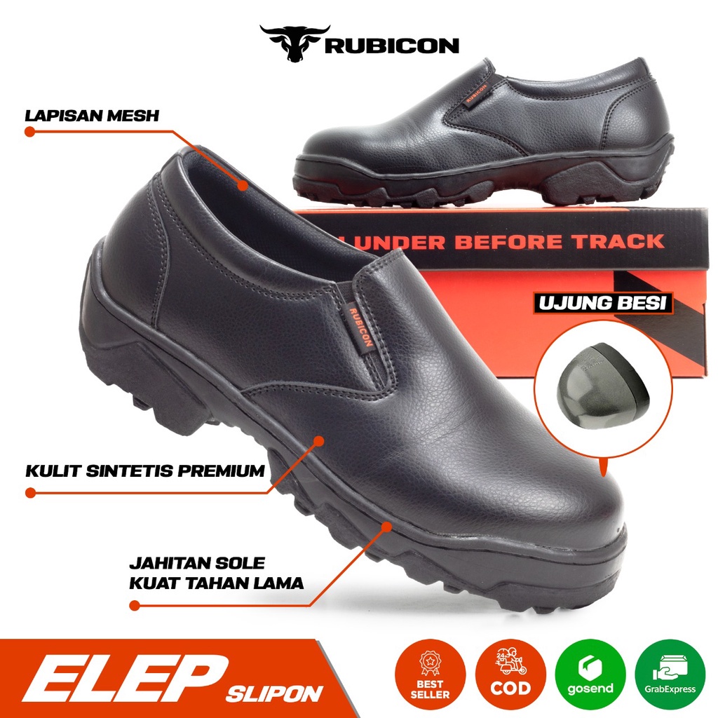 Jual Rub Track Elep Slip On Sepatu Boots Pria Safety Ujung Besi ...