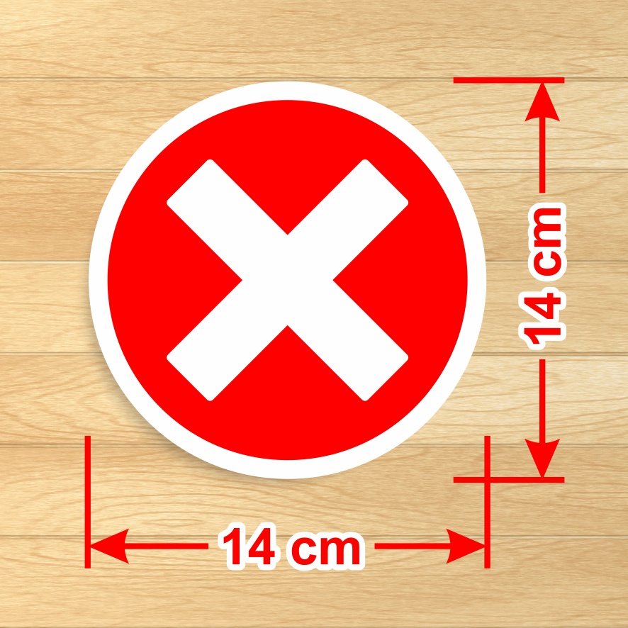 Jual Stiker Sign Centang Silang Bundar Sticker Check Cross diameter 14 ...