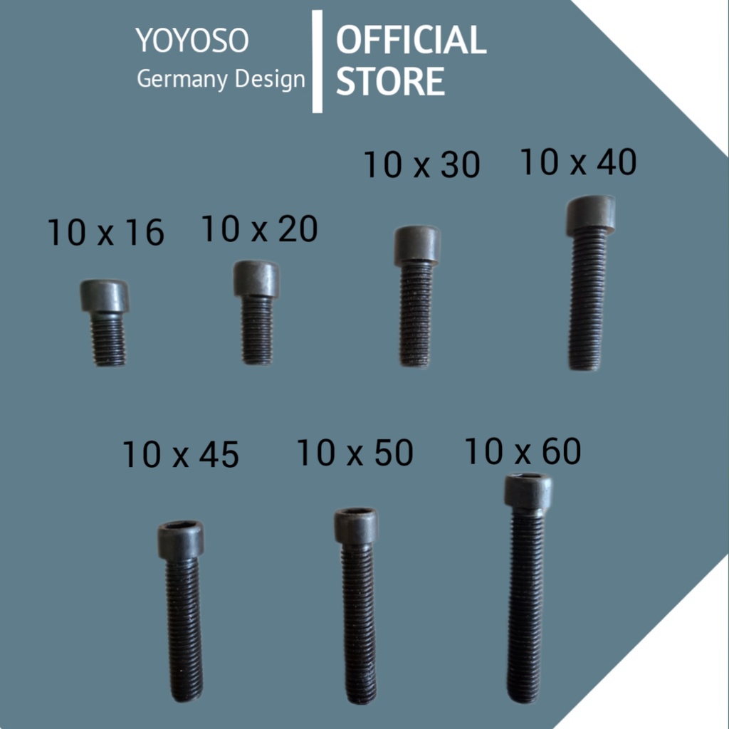 Jual Baut Baja L Fulldrat Hitam Diameter 10 Ukuran 16/20/30/40/50/60 ...