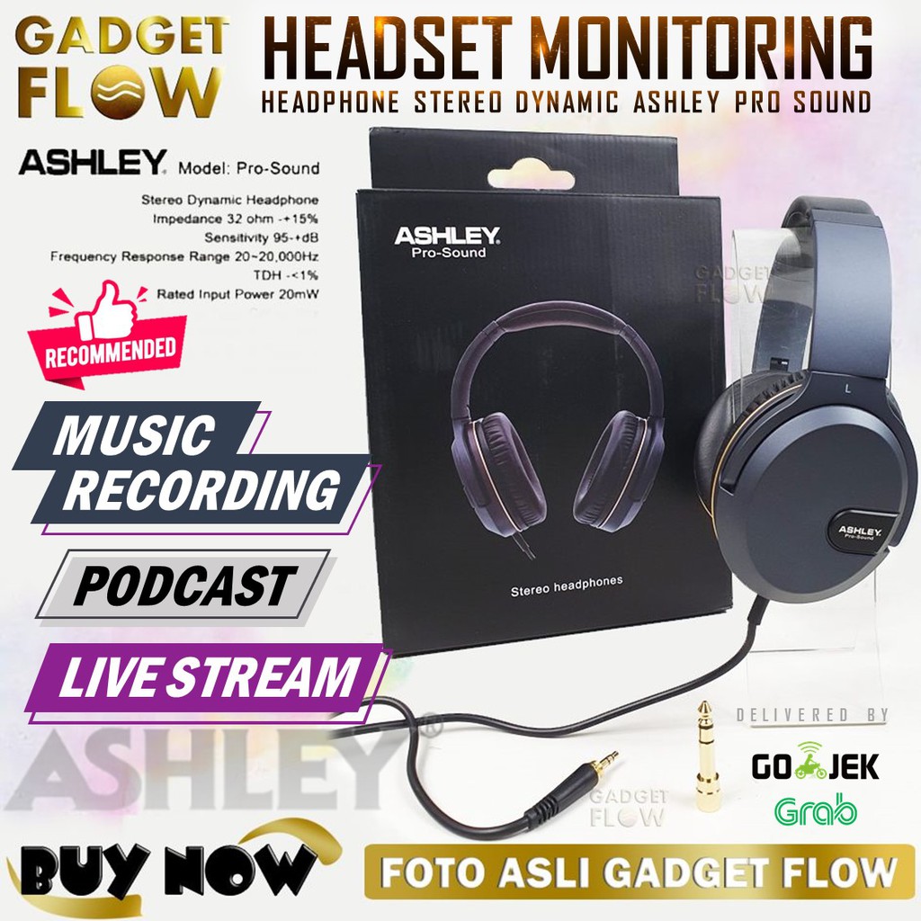 Jual Headphone Ashley Pro Sound Stereo Monitoring Recording ORIGINAL ...