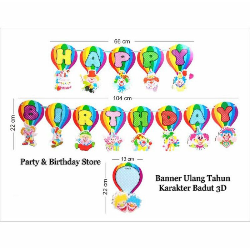 Jual Banner HBD Happy Birthday Ulang Tahun Badut | Shopee Indonesia