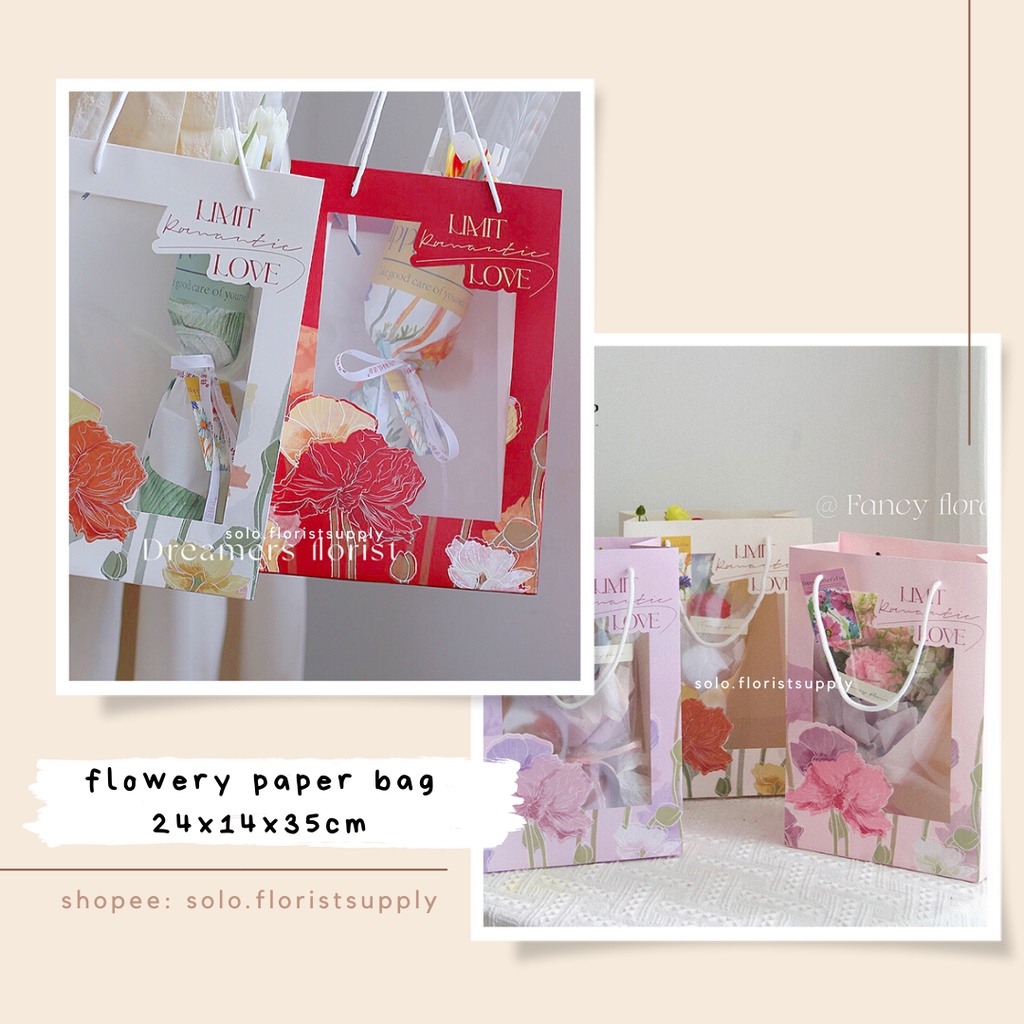 Jual FLOWERY PAPER BAG TRANSPARAN BAG FLOWER BAG BENING TAS BUNGA ...