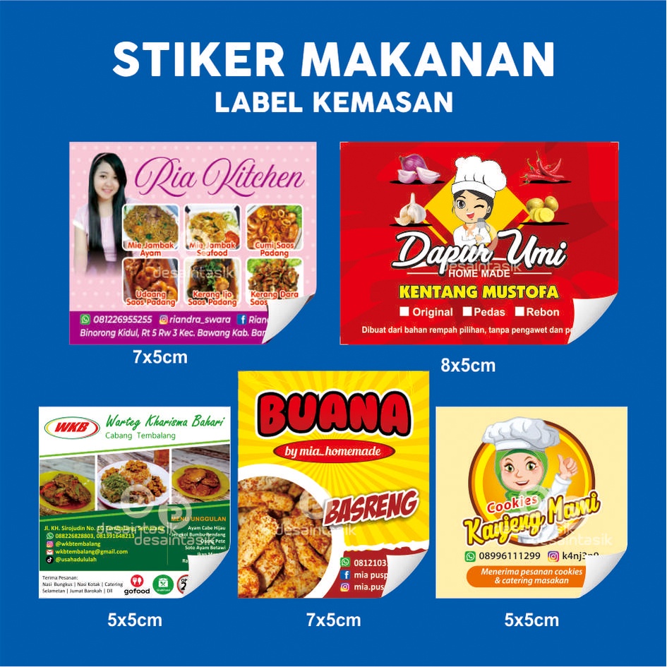 Jual Cetak Stiker Label Makanan Ukuran 5 7 6 8 Cm Untuk Snack Nasi Box