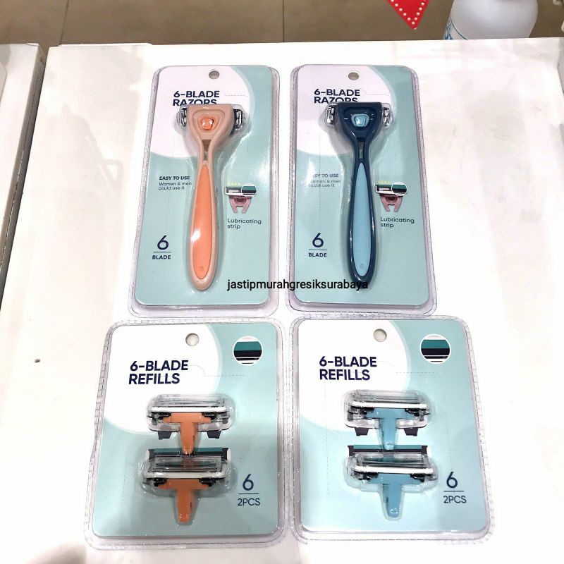 Jual UNISEX SIX BLADE RAZOR MINISO ALAT PENCUKUR MINISO REFILL RAZOR ...