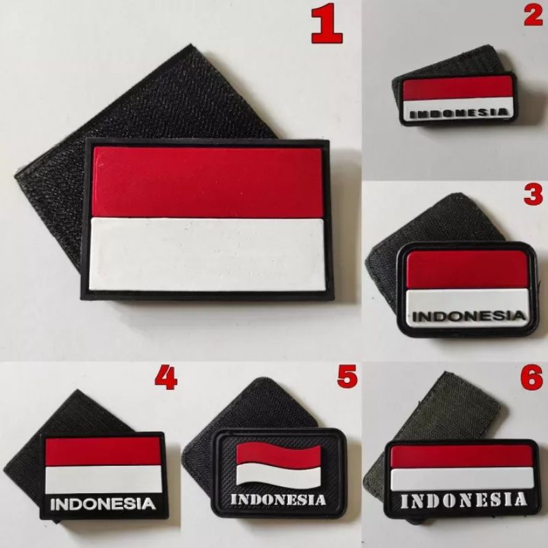 Jual PATCH RUBBER LOGO BENDERA MERAH PUTIH INDONESIA/TEMPELAN EMBLEM ...