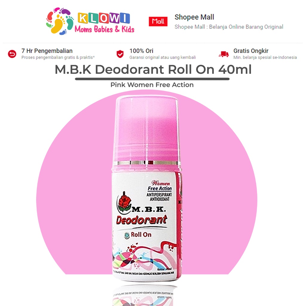 Jual MBK Roll On Pink Women Free Action 40 Ml/Deodorant / Penghilang Bau Badan Wanita / Mbk ...