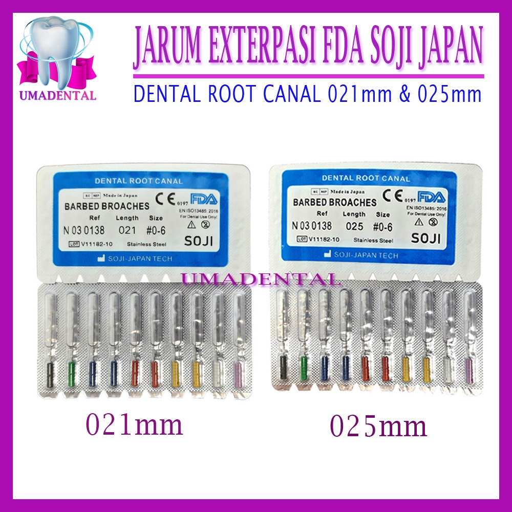 Jual Jarum extirpasi endo dental exterpasi barbed broach soji 21mm 25mm ...