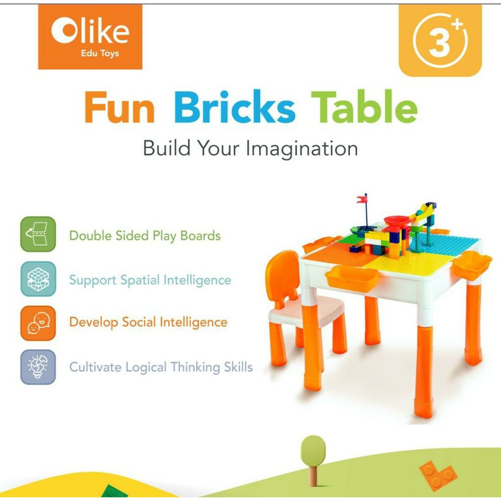 Jual OLIKE Fun Bricks Table Blocks Balok Susun Lego Permainan Edukasi ...