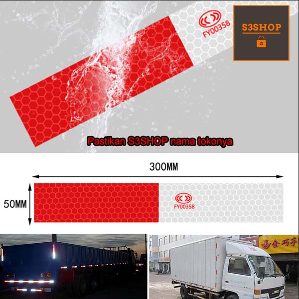Jual Sticker Reflector Warning Merah Putih Stiker Reflektor Pemantul ...