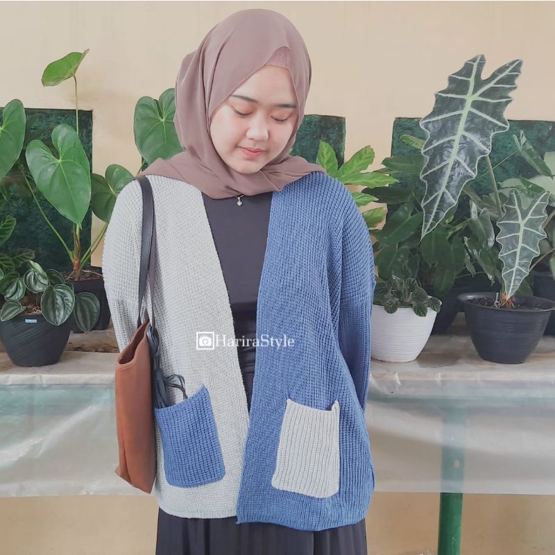 Jual CARDIGAN LAVELLA TWO TONES OVERSIZED from HARIRA STYLE | Shopee Indonesia