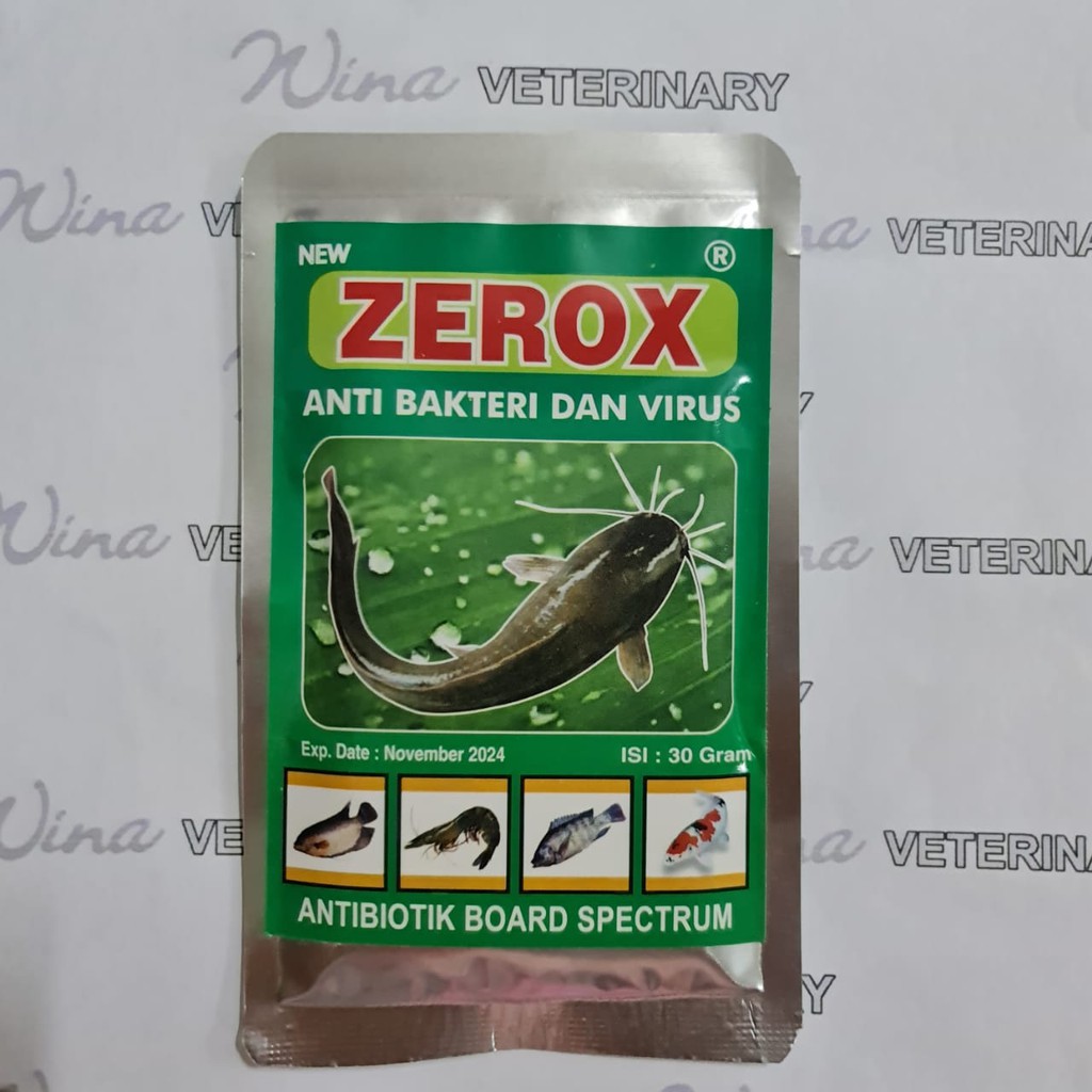 Jual ZEROX 30 gram - Anti bakteri dan virus pada ikan lele, patin ...