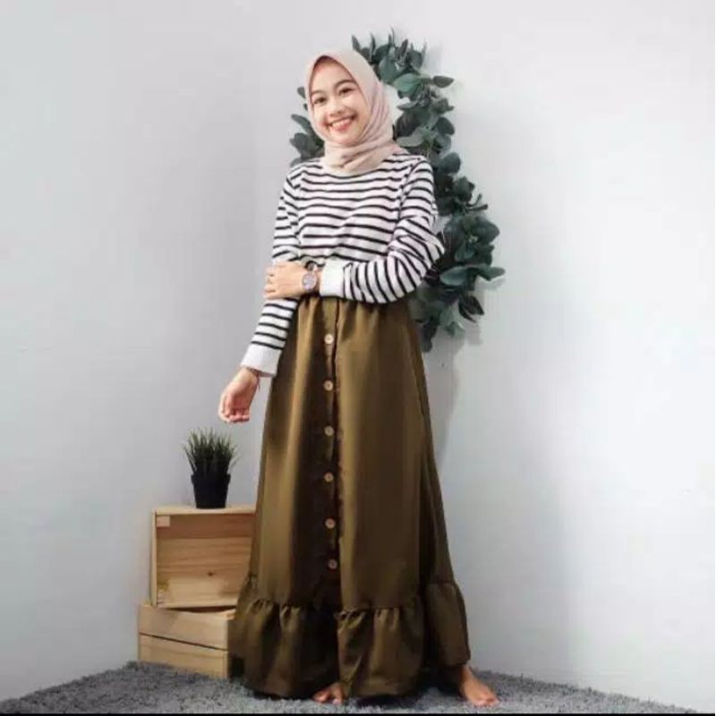 Jual Rok Panjang REMPEL KANCING PREMIUM | Shopee Indonesia