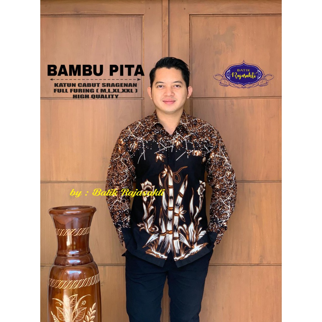 Jual BAMBU PITA Baju Batik Pria Lengan Panjang Katun Halus FULL FURING ...
