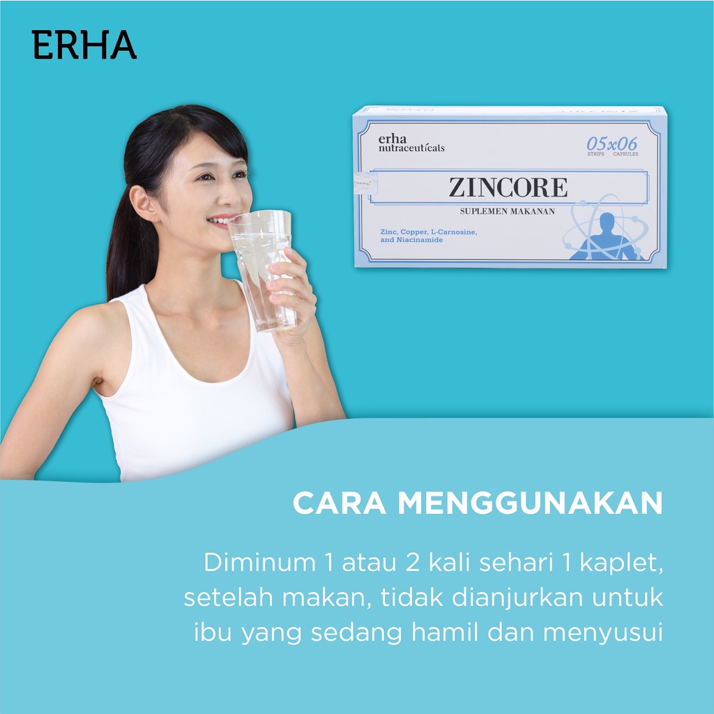 Jual ERHA Zincore 30 Caps - Suplemen Daya Tahan Tubuh & Kesehatan Kulit ...