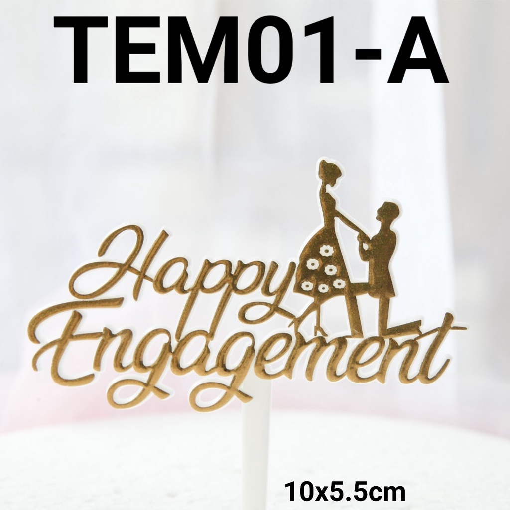 Jual TEM01 Cake Topper Tulisan Happy Engagement Pertunangan sangjit ...