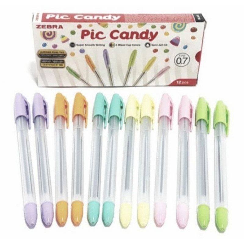 Jual Bolpoint/Bulpen/Pulpen Pic Candy 0,7 mm Hitam (12 pcs) | Shopee ...