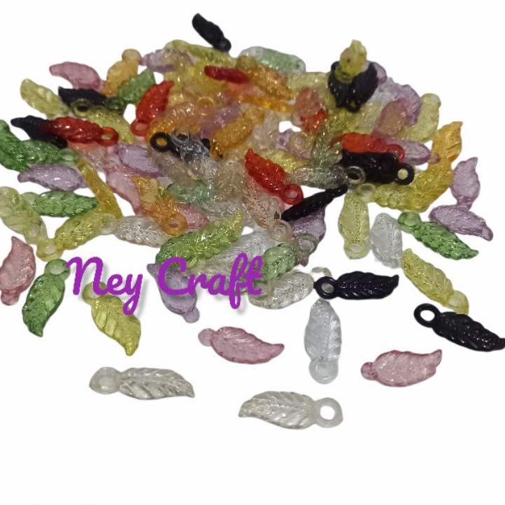 Jual (40 pcs ) manik daun lonjong akrilik / mote daun akrilik | Shopee ...
