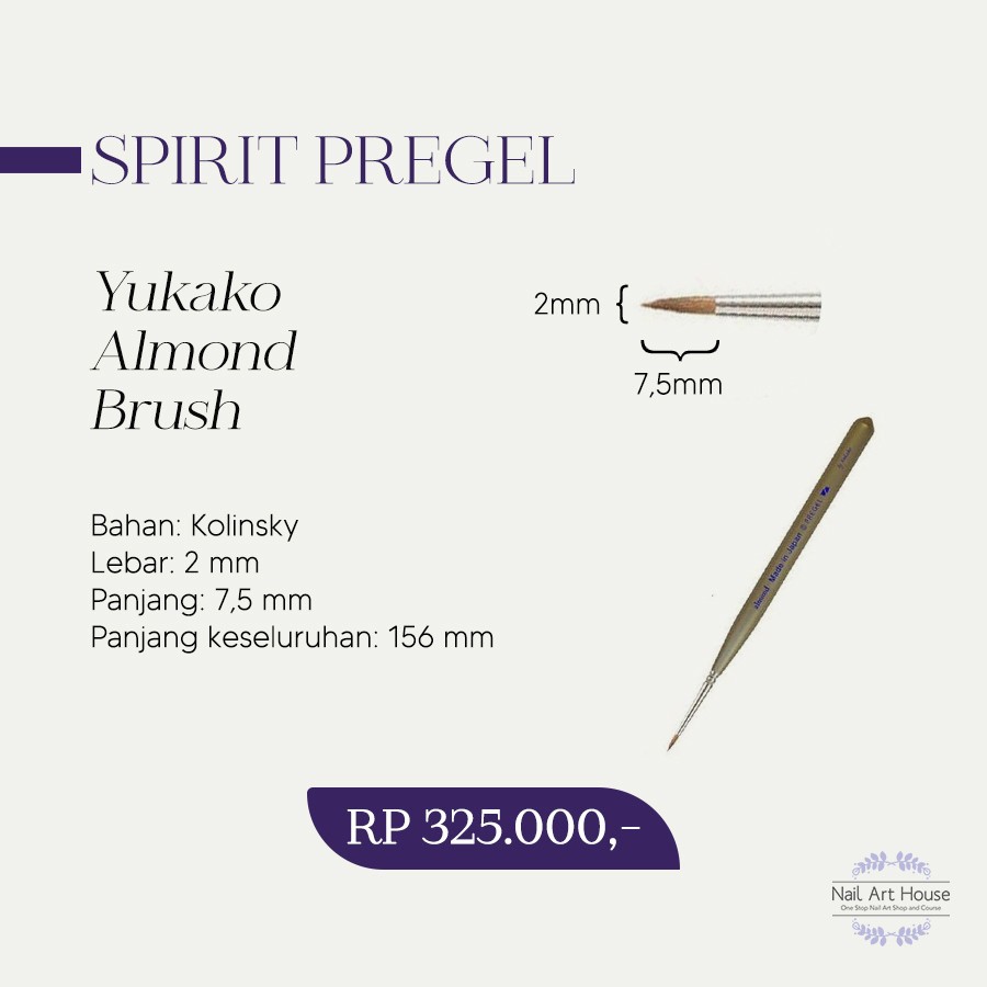 Jual NAIL ART HOUSE SPIRIT BRUSH PREGEL " ALMOND " by YUKAKO | Shopee ...