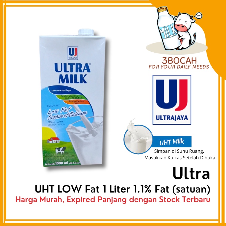 Jual Susu UHT Ultra Milk Low Fat Hi-Calsium 1L | Shopee Indonesia
