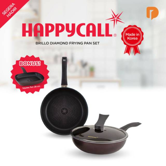 Jual Happycall Brillo Diamond Frying Pan set | Shopee Indonesia