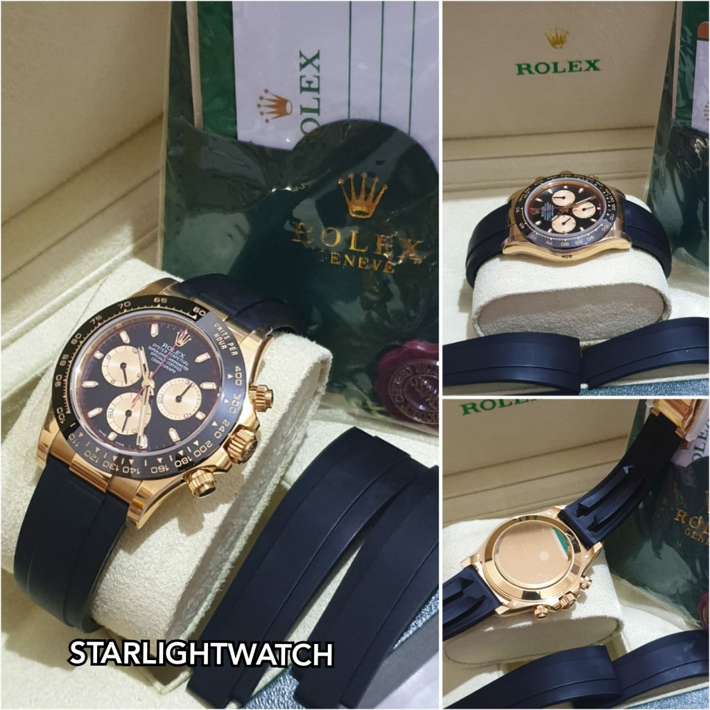 Jual JAM TANGAN PRIA ROLEX DAYTONA CHRONO MESIN SWISS STRAP RUBBER BODY ...