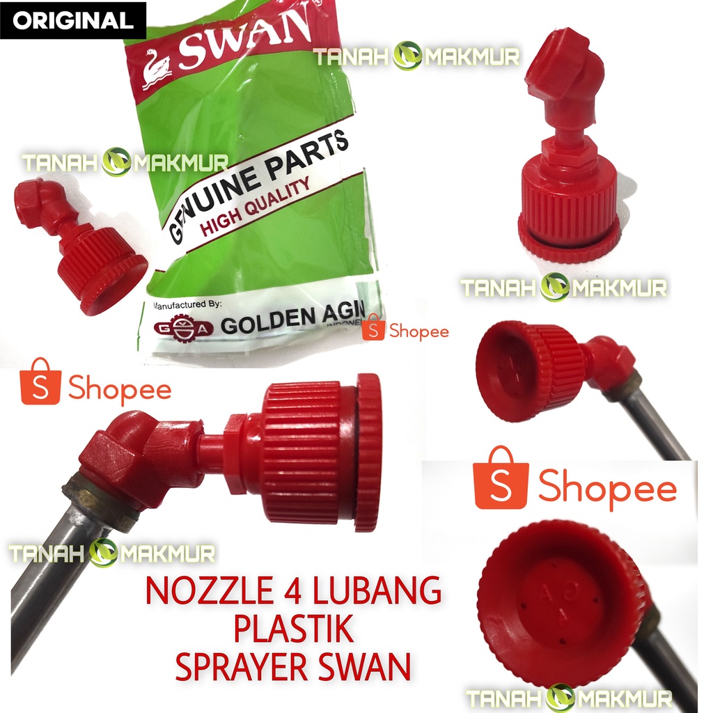 Jual NOZZLE SWAN 4 LUBANG PLASTIK MERAH ORIGINAL NOZEL NOSEL SPRAYER ...