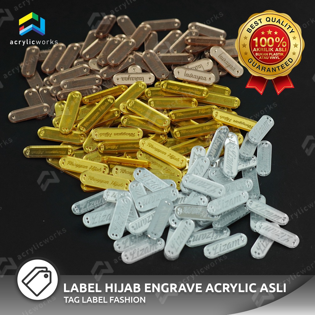 Jual Label Hijab Acrylic / Label Akrilik / Label Brand Akrilik Custom ...