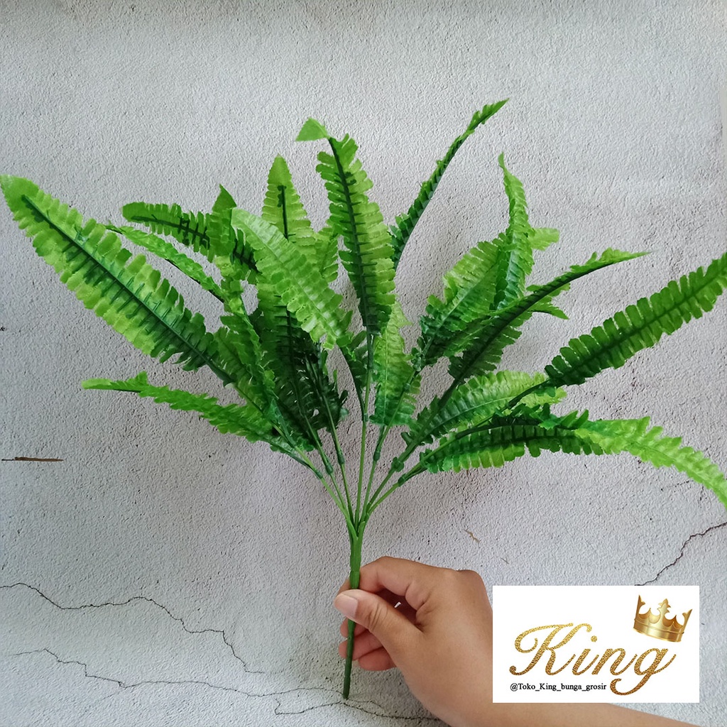Jual Daun Hijau Artificial Sword Fern Palsu 7 Cabang Tanaman Green ...