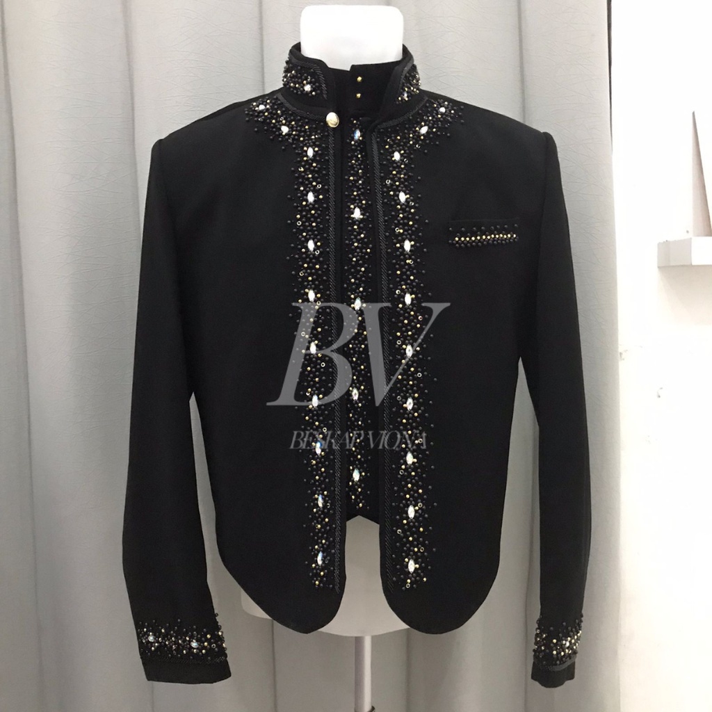 Jual [BESKAP VIONA] Beskap Pengantin Jawa Hitam Parel Mutiara Premium ...