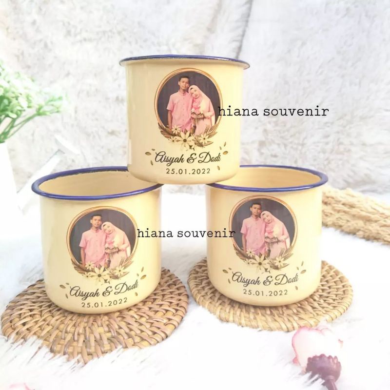 Jual SOUVENIR GELAS KALENG ENAMEL JADUL 7CM CETAK GAMBAR WARNA | Shopee ...