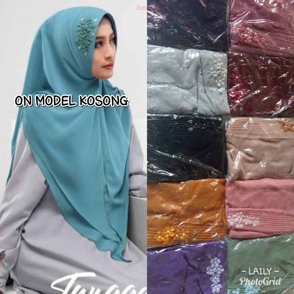 Jual Jilbab Cecilia Bunga Bahan Ceruty / Hijab Cecilia / Jilbab Cecilia ...