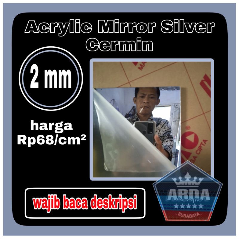 Jual Akrilik Mirror silver cermin 2 mm Rp70/Acrylic silver/Acrylic ...