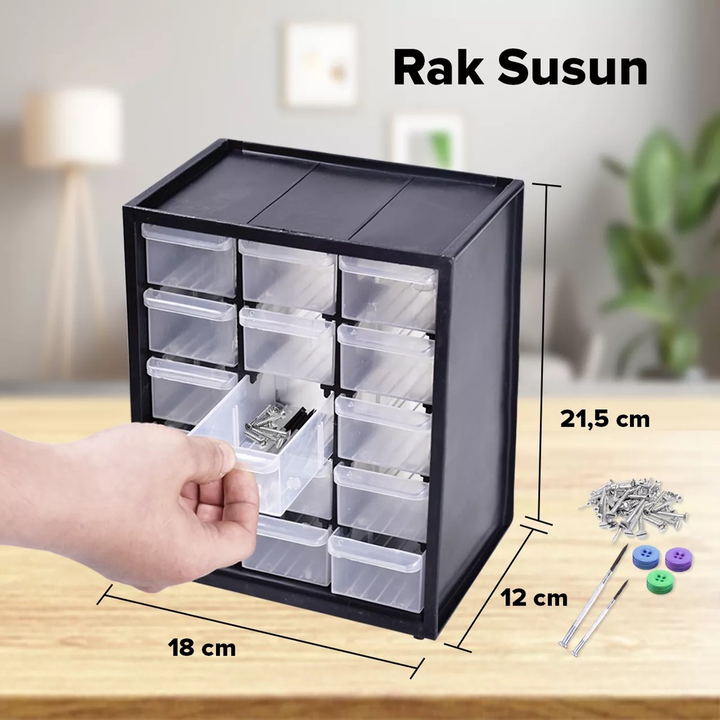 Jual Etalase Mini Kotak Obat2an Laci Kecil Susun Rak Plastik 15 Slot ...