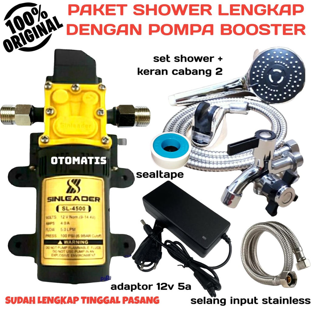 Jual Paket Shower plus Keran Cabang Lengkap dengan Pompa Booster HIU ...