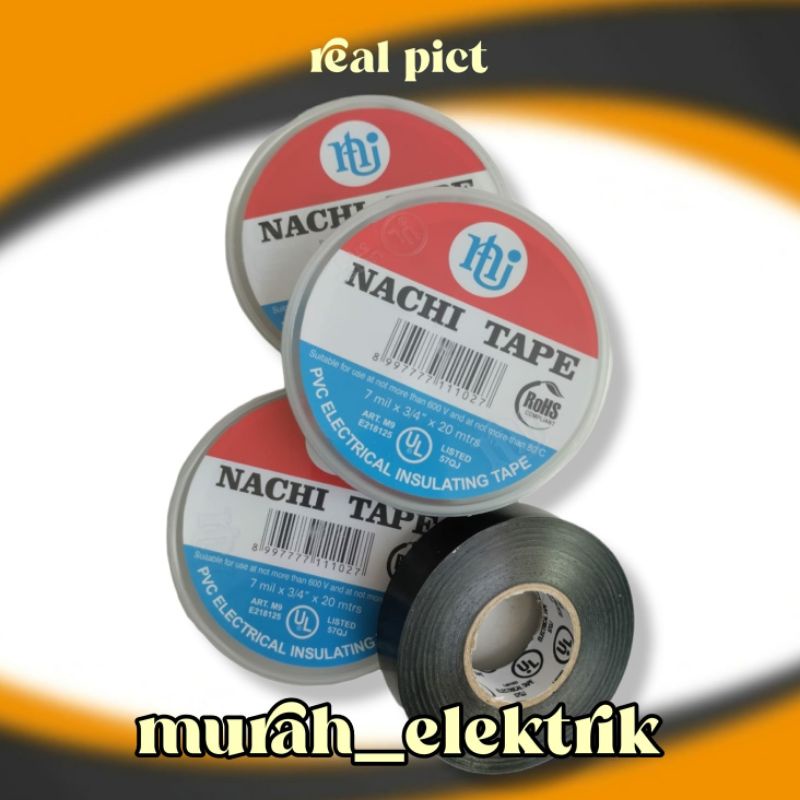 Jual ISOLASI NACHI TAPE / ISOLASI HITAM / ISOLASI LISTRIK | Shopee ...