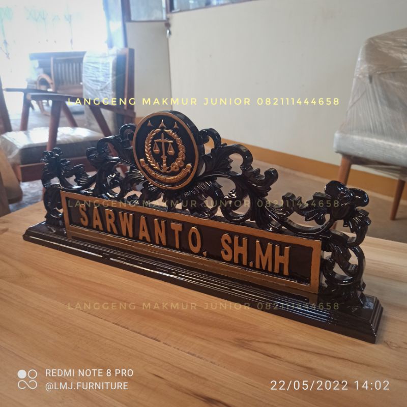Jual papan nama ukir meja pejabat kantor dinas instansi jati jepara ...