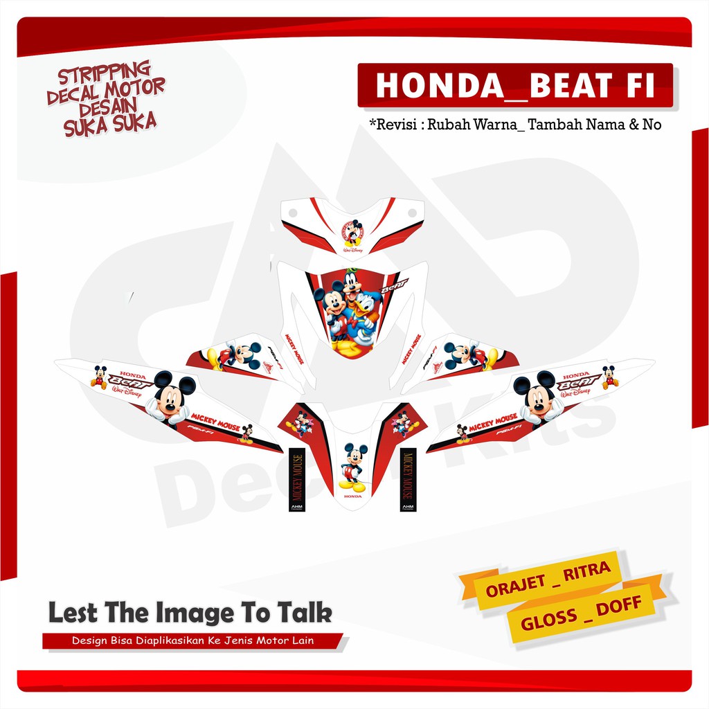 Jual Stiker Decal Honda Beat Fi Striping Sticker Beat Fi mickey mousee ...