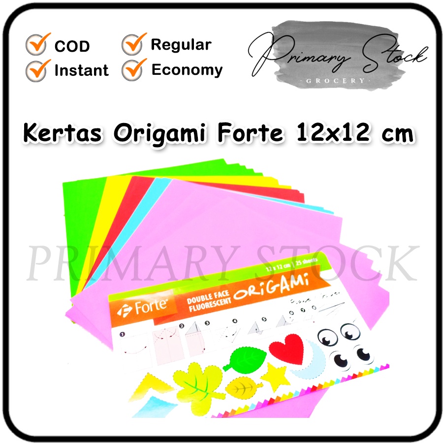 Jual Kertas Origami 2 Sisi Murah 12x12 cm 25 Lembar Forte Paper Polos ...