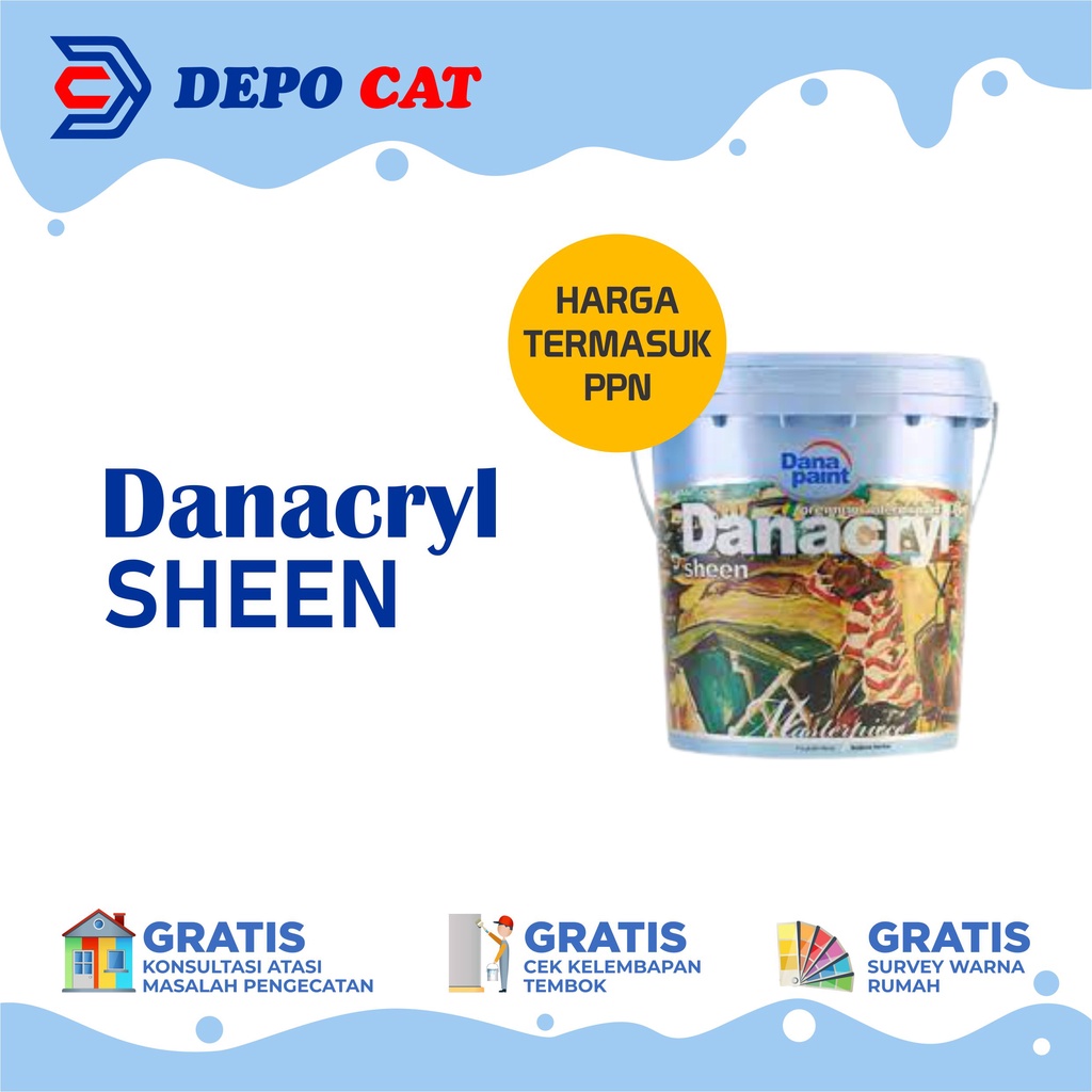 Jual Cat Tembok Premium Interior Danacryl Sheen White 20L Tampilan semi ...