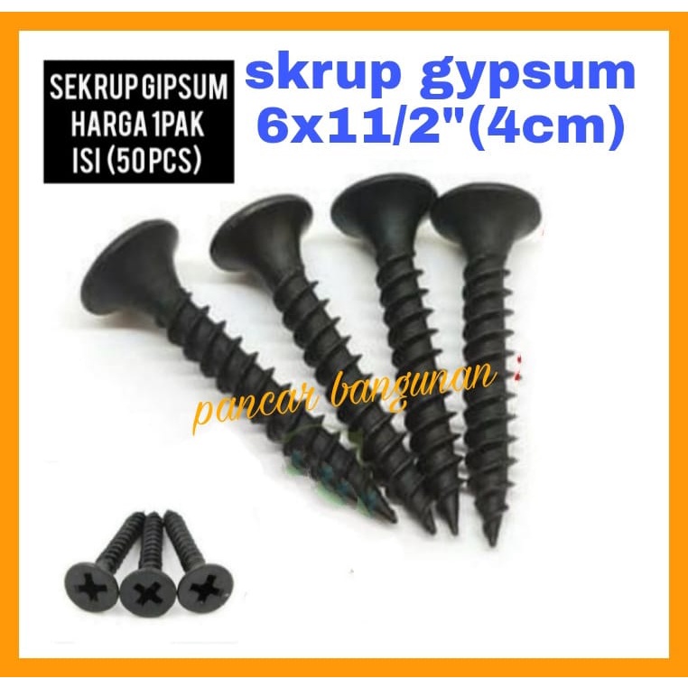 Jual Skrup Gypsum 6x1 1/2 inch (4cm) Hitam Tajam per 50 pcs - Skrup ...