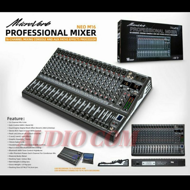 Jual mixer microverb neo m16 original mixer 16 channel effect digital 16 dsp full model ashley ...