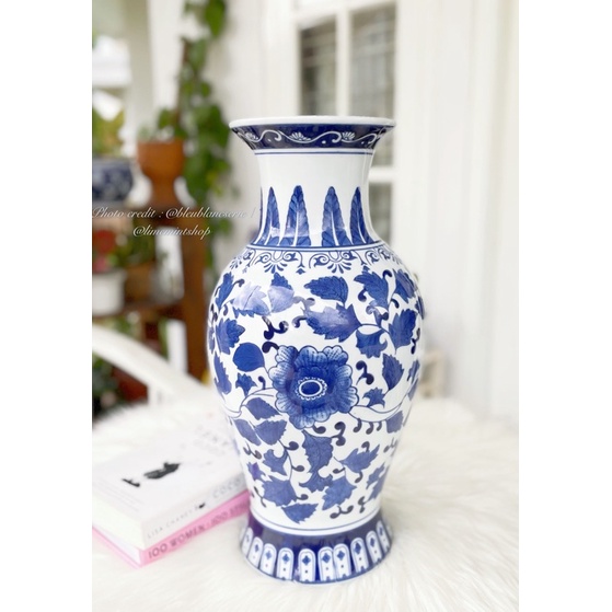 Jual Vas Bunga /Guci Keramik Biru Putih T45cm | Shopee Indonesia