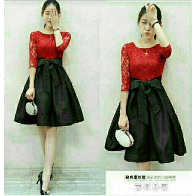 Jual HP@67RB Dress Natalie Dress atas brukat lapis spandek bawah saten ...